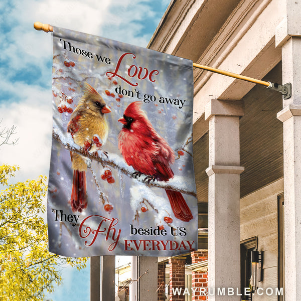 Lucky cardinal, Frozen cranberry, Winter vibe, Those we love don't go ...