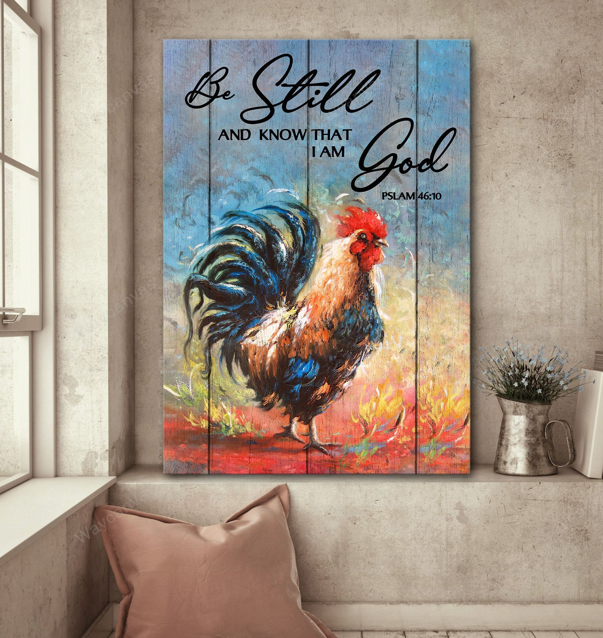 Rooster, Be still and know that I am God - Jesus Portrait Canvas Print ...