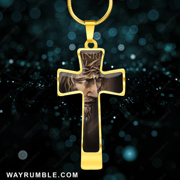 Jesus painting, Inri - Jesus Cross Necklace - Wayrumble